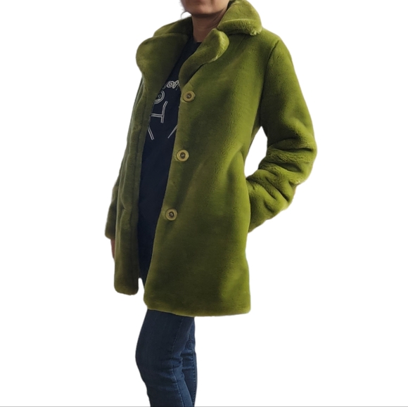 Jackets & Coats | Vintage Plush Faux Fur Green Jacket | Poshmark